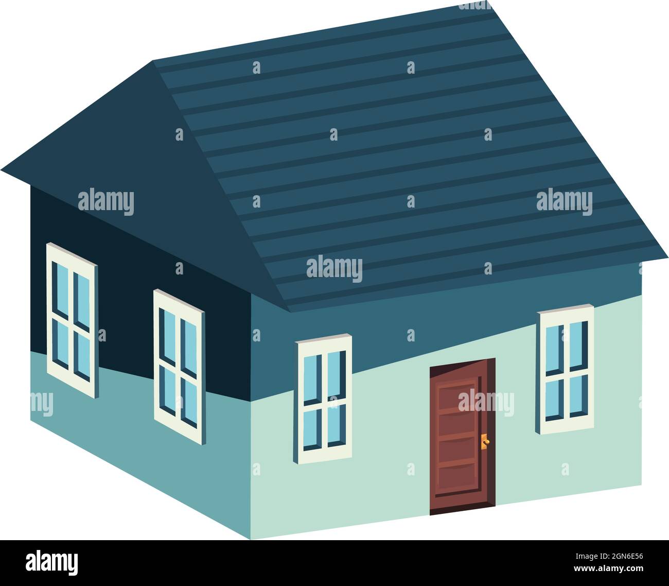 isometric blue house on white background Stock Vector Image & Art - Alamy