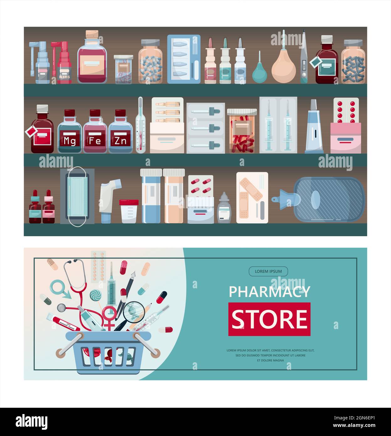 Vector medical banner. Pharmacy template for hospitals, advertising ...