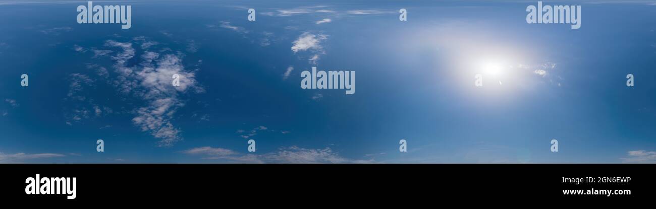 Blue sky panorama with Cirrus clouds. Seamless hdr 360 degree pano in ...