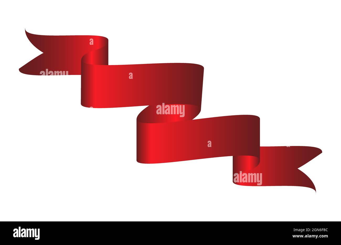 Red colorful curved ribbon on white background. Vector Illustration ...