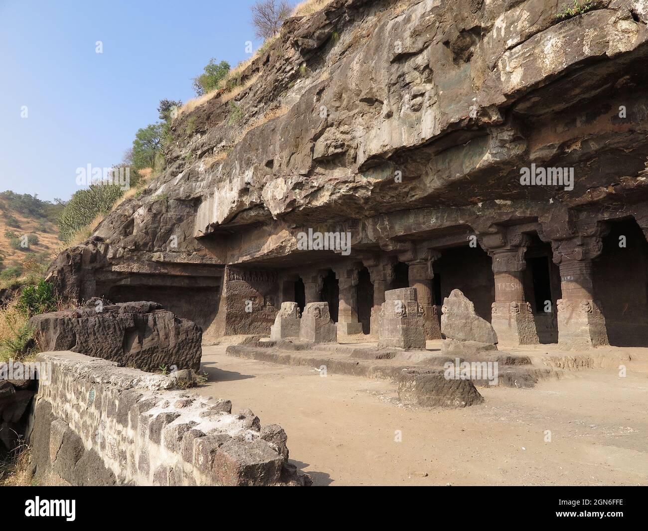 Facade of Aurangabad Cave 1, a 7th century vihara (monastery) belonging ...