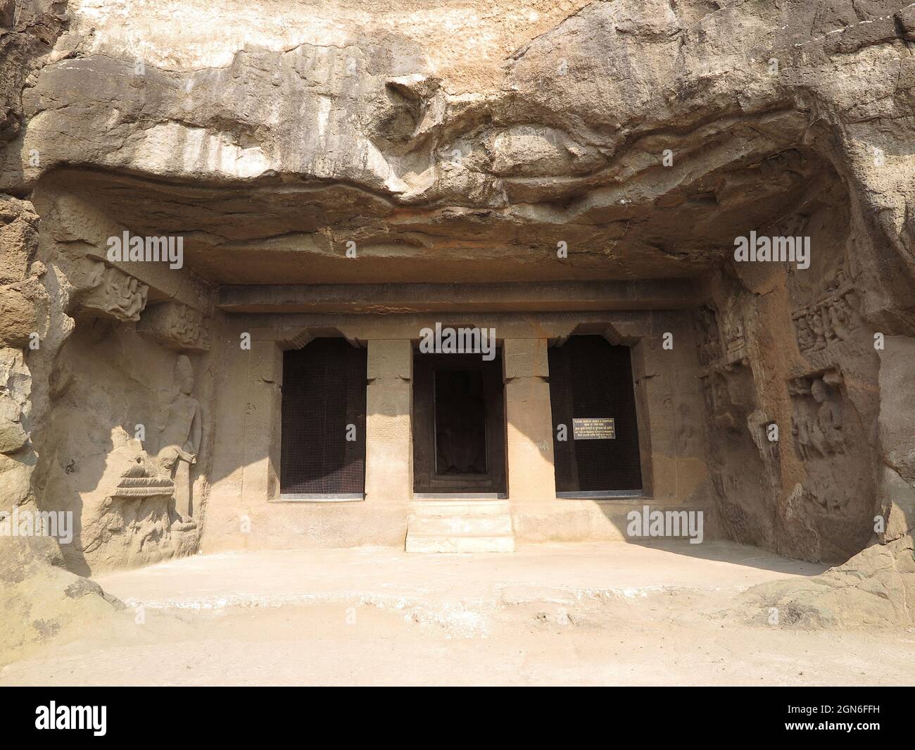 Facade of Cave 2, a Buddhist chaitya or shrine hall, in the Western ...