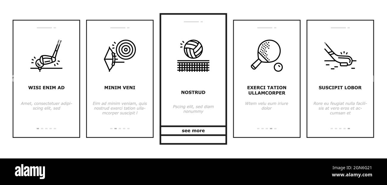 Sport Active Competitive Game Onboarding Icons Set Vector Stock Vector ...