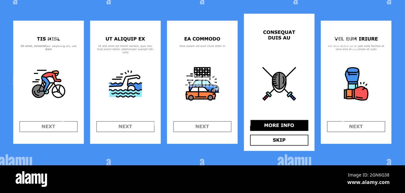 Sport Active Competitive Game Onboarding Icons Set Vector Stock Vector ...
