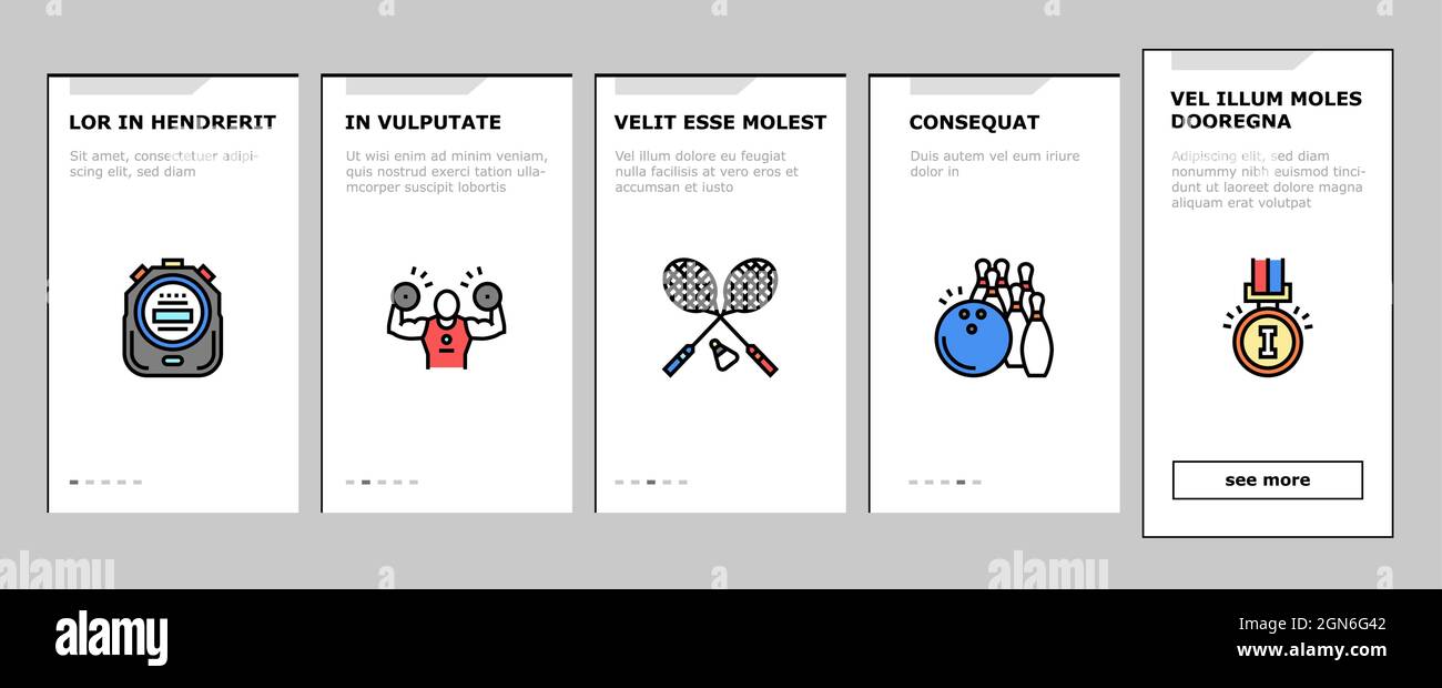 Sport Active Competitive Game Onboarding Icons Set Vector Stock Vector ...