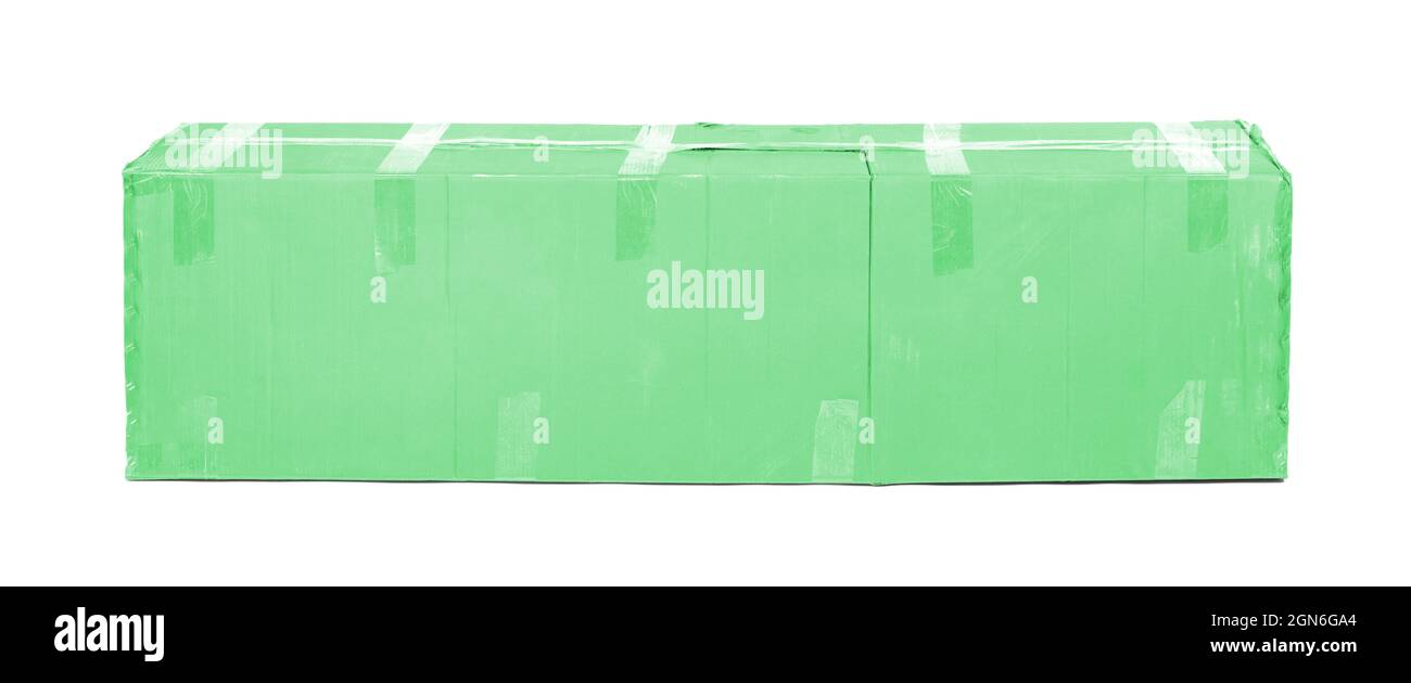 Very large green cardboard box, isolated on white Stock Photo - Alamy