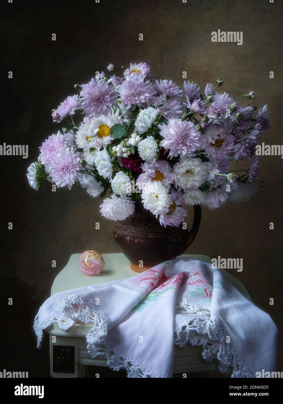 Still life with splendid bouquet of garden flowers Stock Photo - Alamy