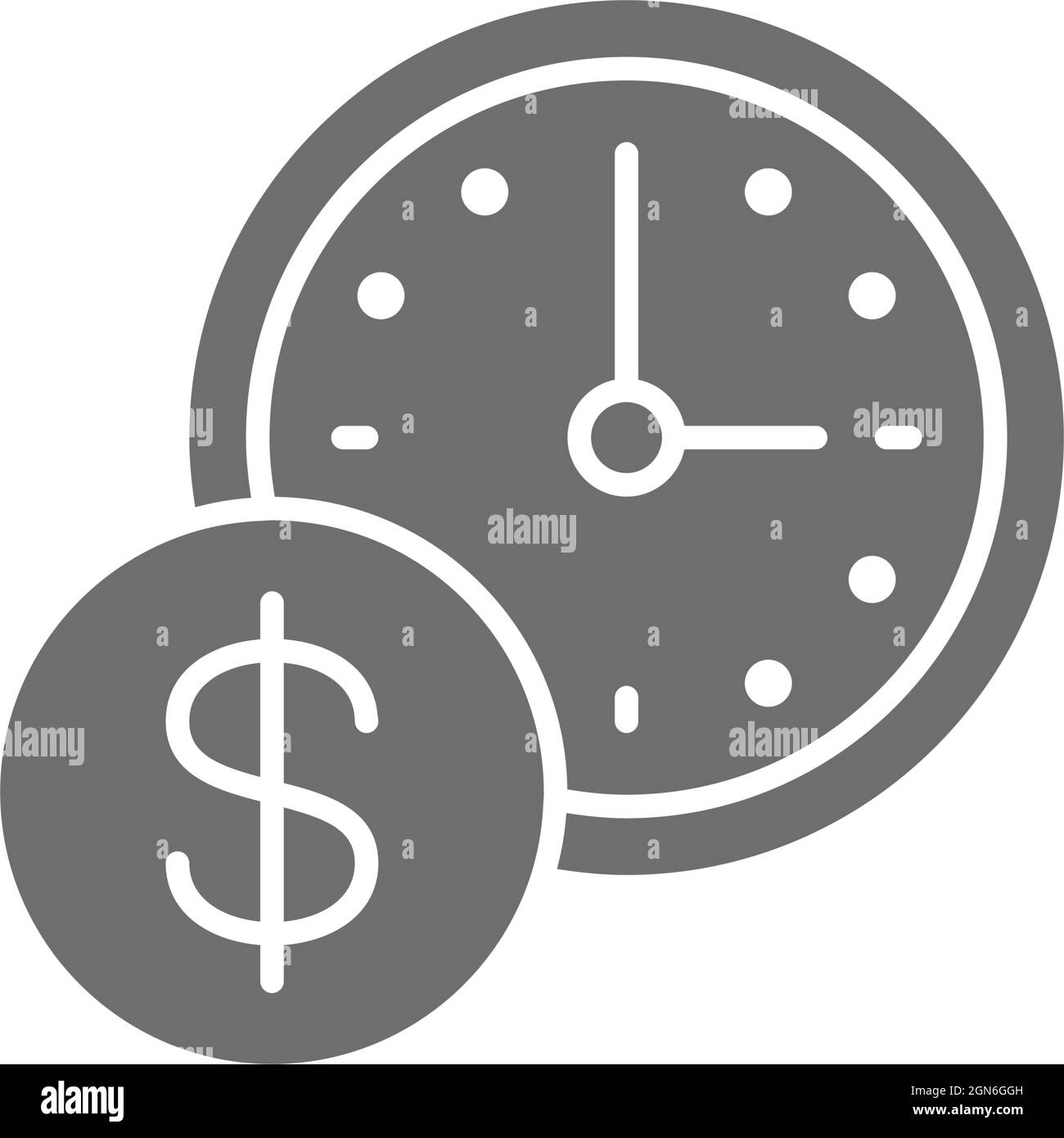 Time is money, clock with coin grey icon Stock Vector Image & Art - Alamy