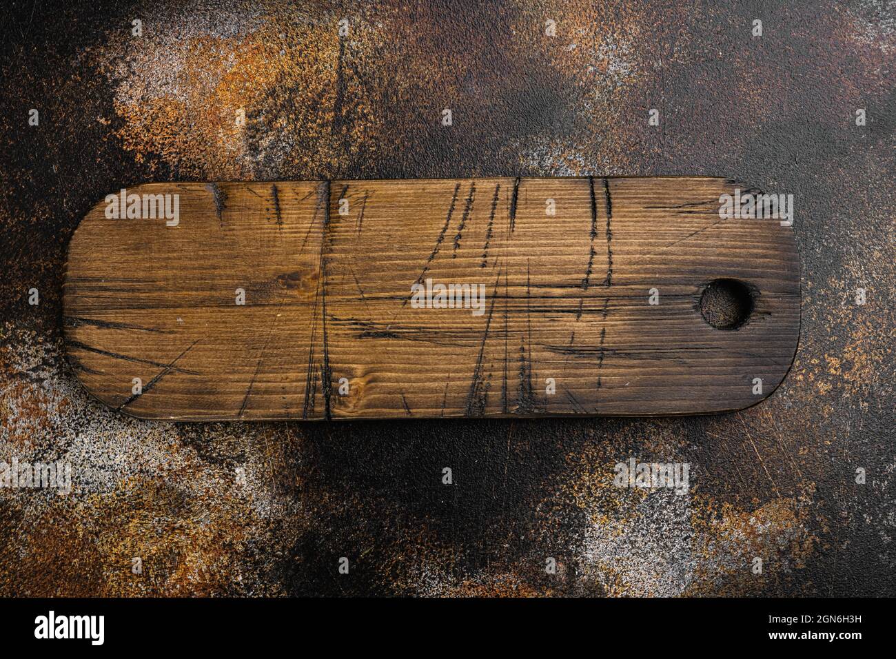 Old cutting board set, top view flat lay , with copy space for text or ...