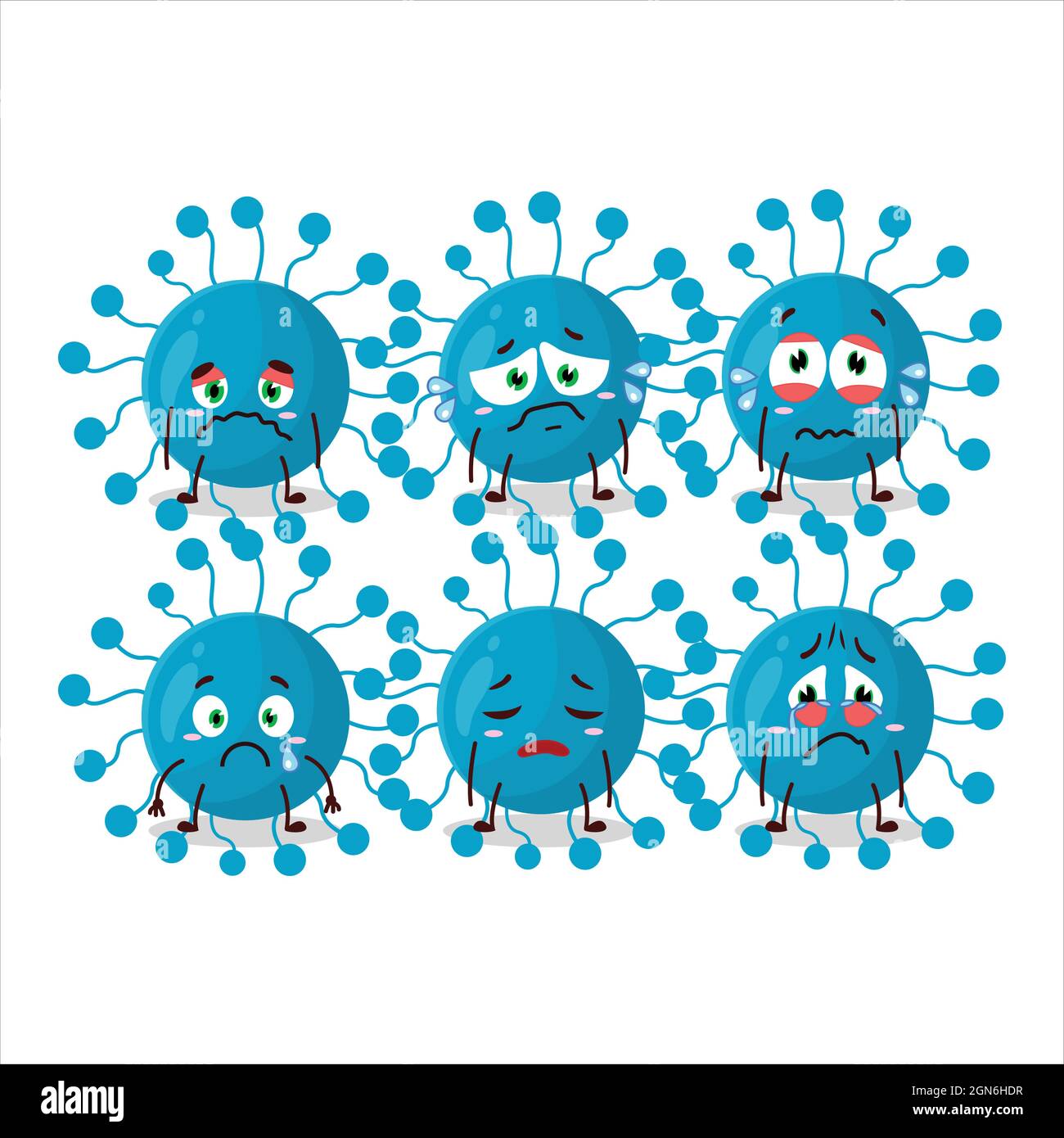 Bovine virus cartoon character with sad expression. Vector illustration ...