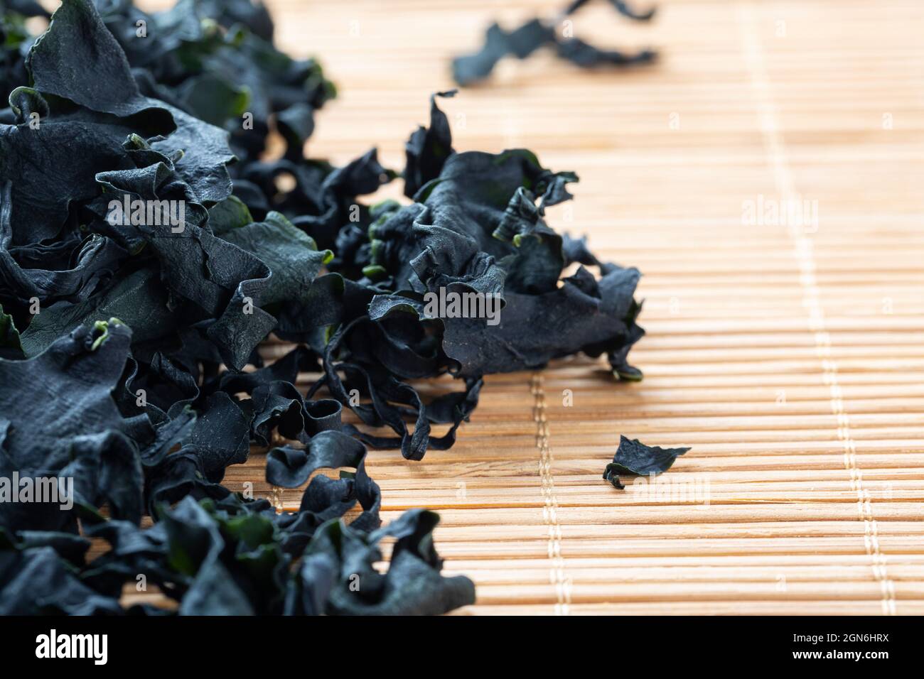 Dehydrated Sea mustard on white background，Undaria pinnatifida Suringar ...