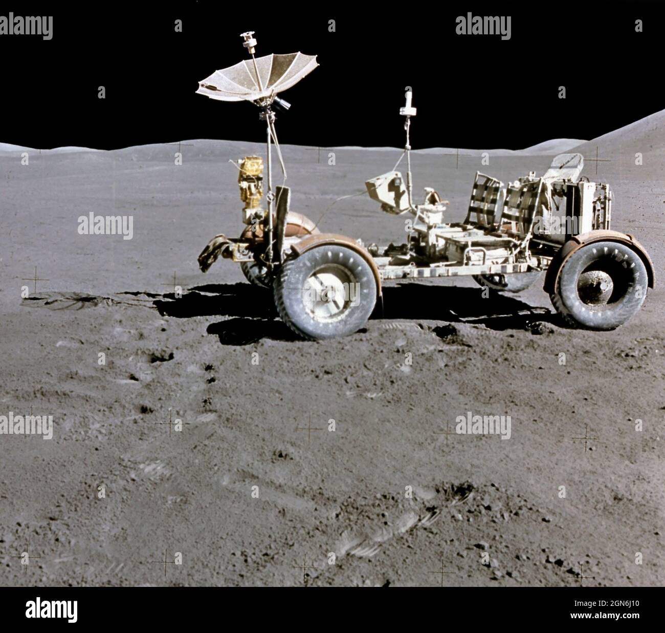 This photograph of the Lunar Roving Vehicle (LRV) was taken during the ...