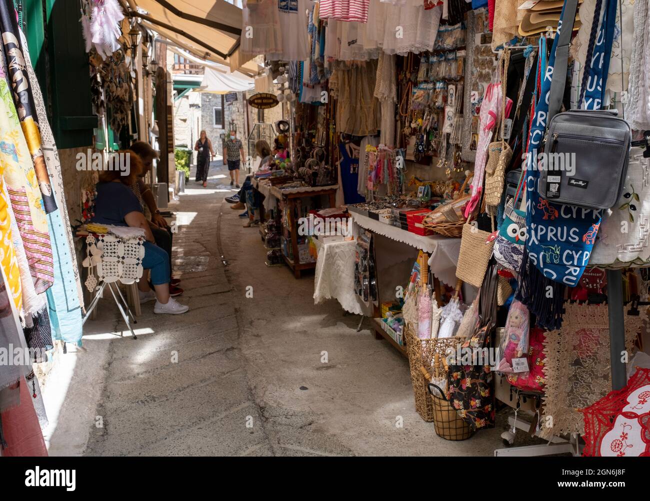 Souvenir shop in a back street, Omodos village, Limassol region, Cyprus ...