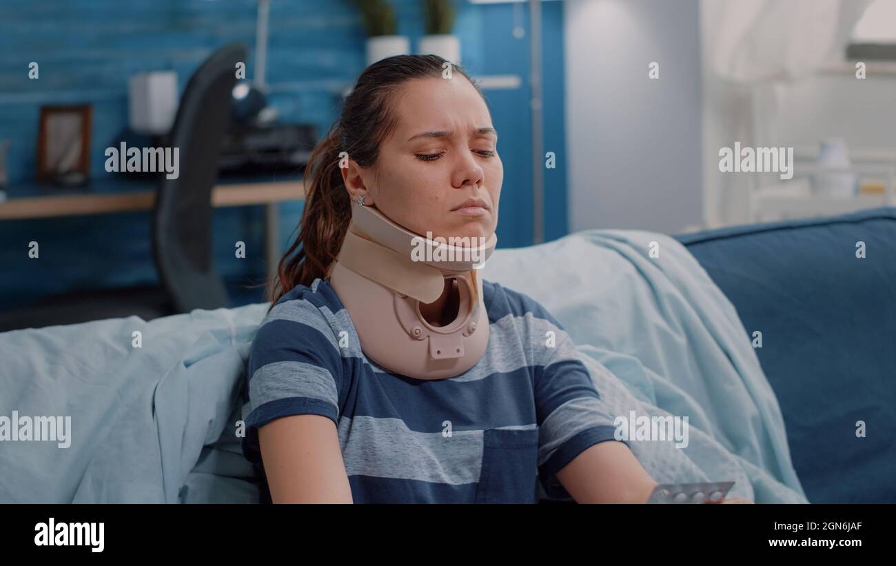 Sick woman cervical neck foam hi-res stock photography and images - Alamy