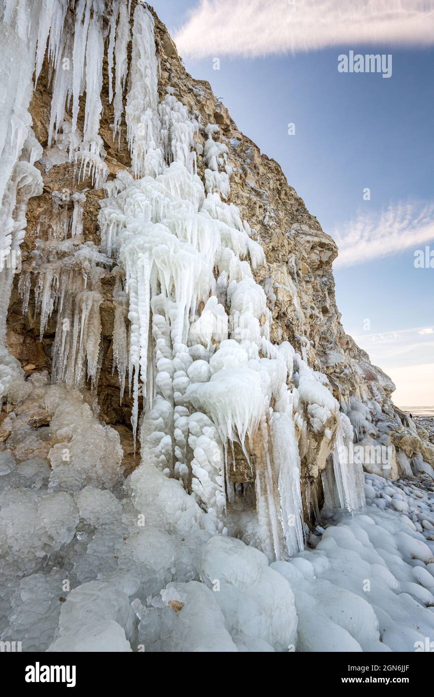 Le cap Blanc-nez sous la glace, France, Côte d'opale, hiver Stock Photo ...