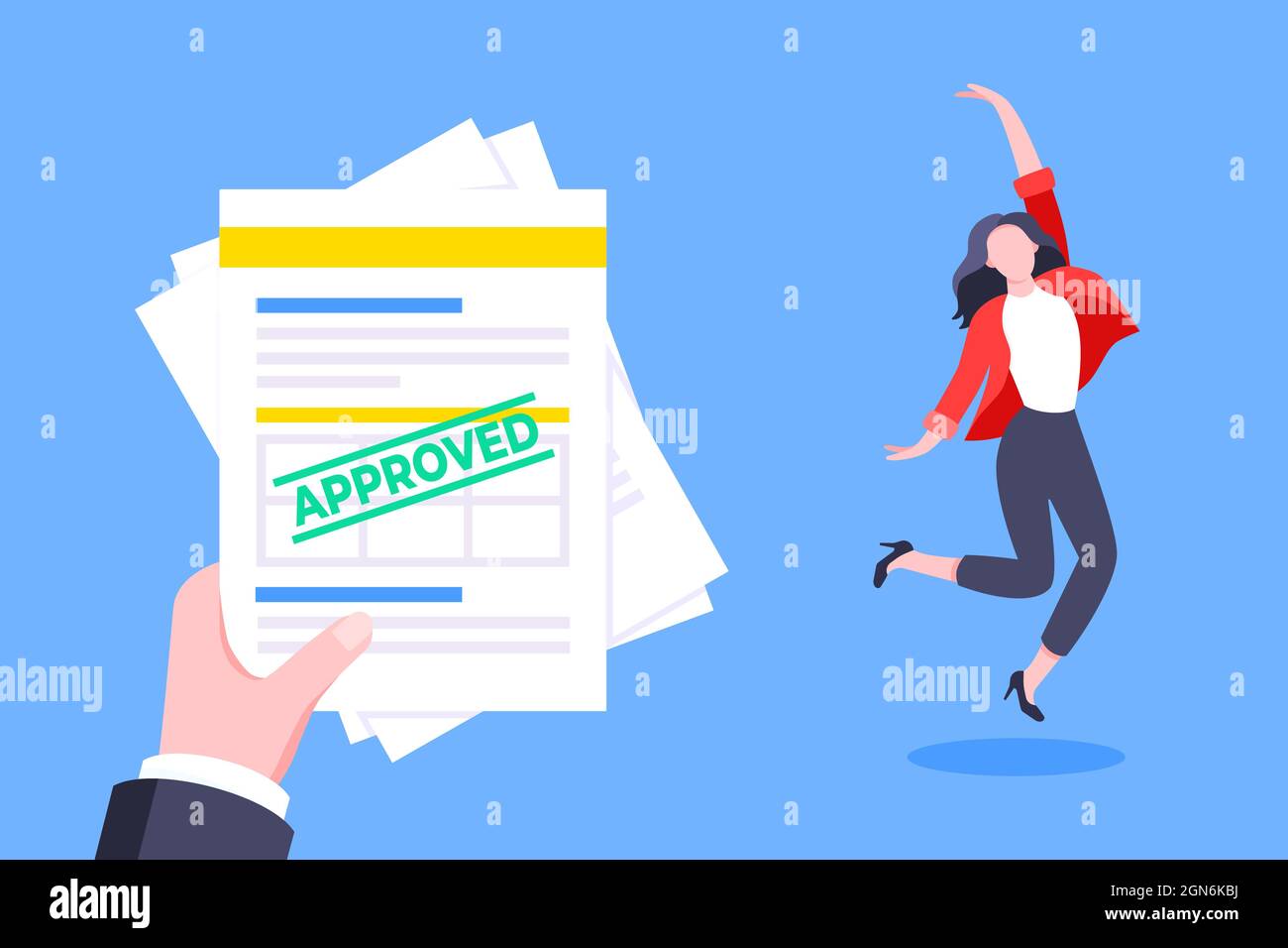 Job or university acceptance approve letter with paper sheets document ...