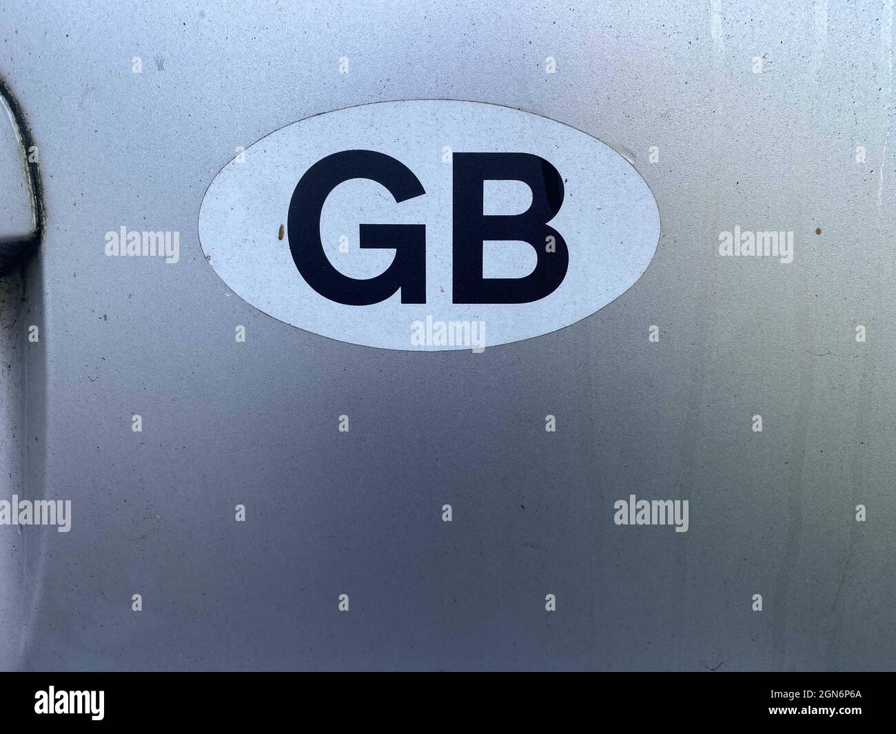 London, UK. 23rd Sep, 2021. A "GB" sticker is stuck on a car. The ...