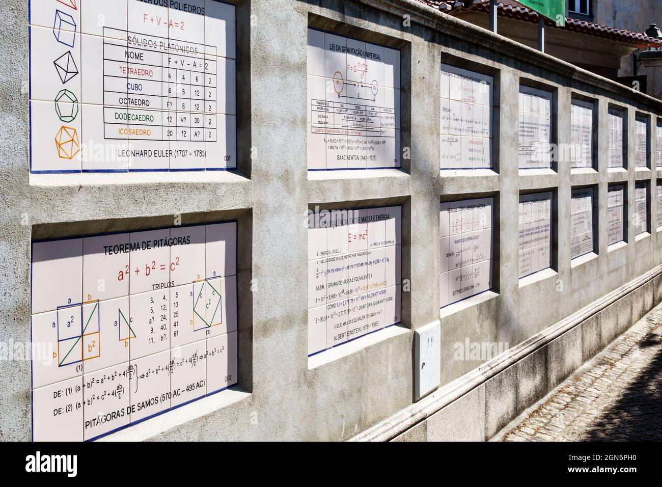 Plaques Illustrating Famous Scientific Theorems And Formulae Outside A Museum In The Small Town plaques-illustrating-famous-scientific-theorems-and-formulae-outside-a-museum-in-the-small-town