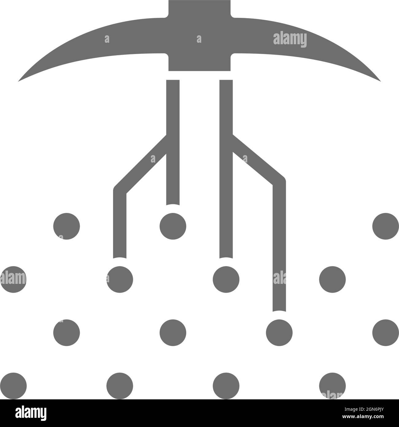 Pickaxe with closed contacts, blockchain, cryptocurrency grey icon ...