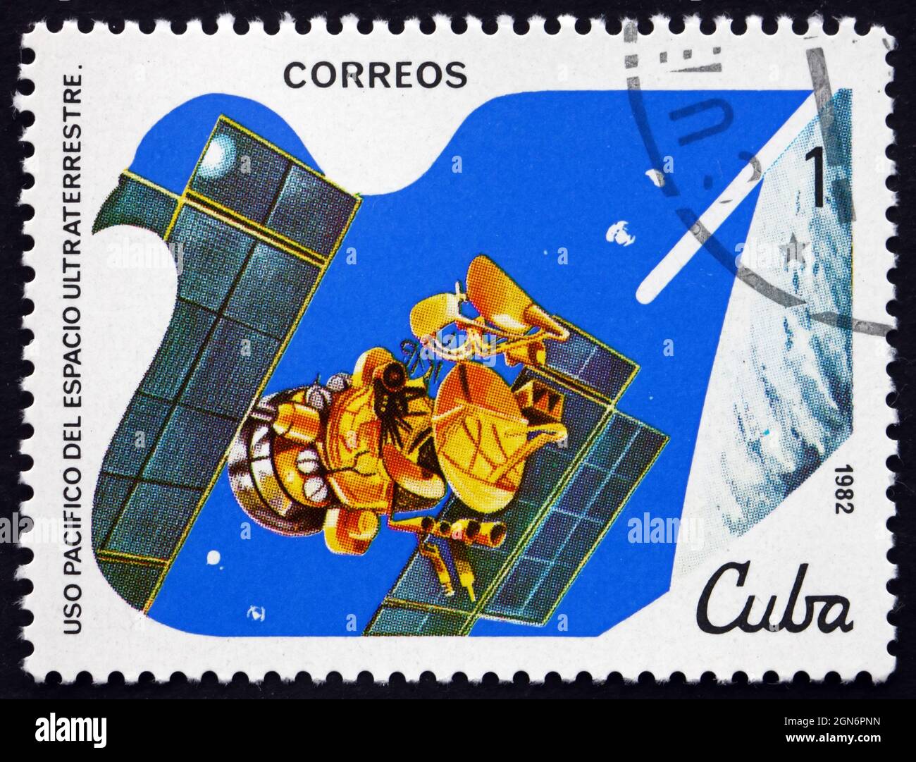 CUBA - CIRCA 1982: a stamp printed in the Cuba shows Mars, Peaceful Use ...