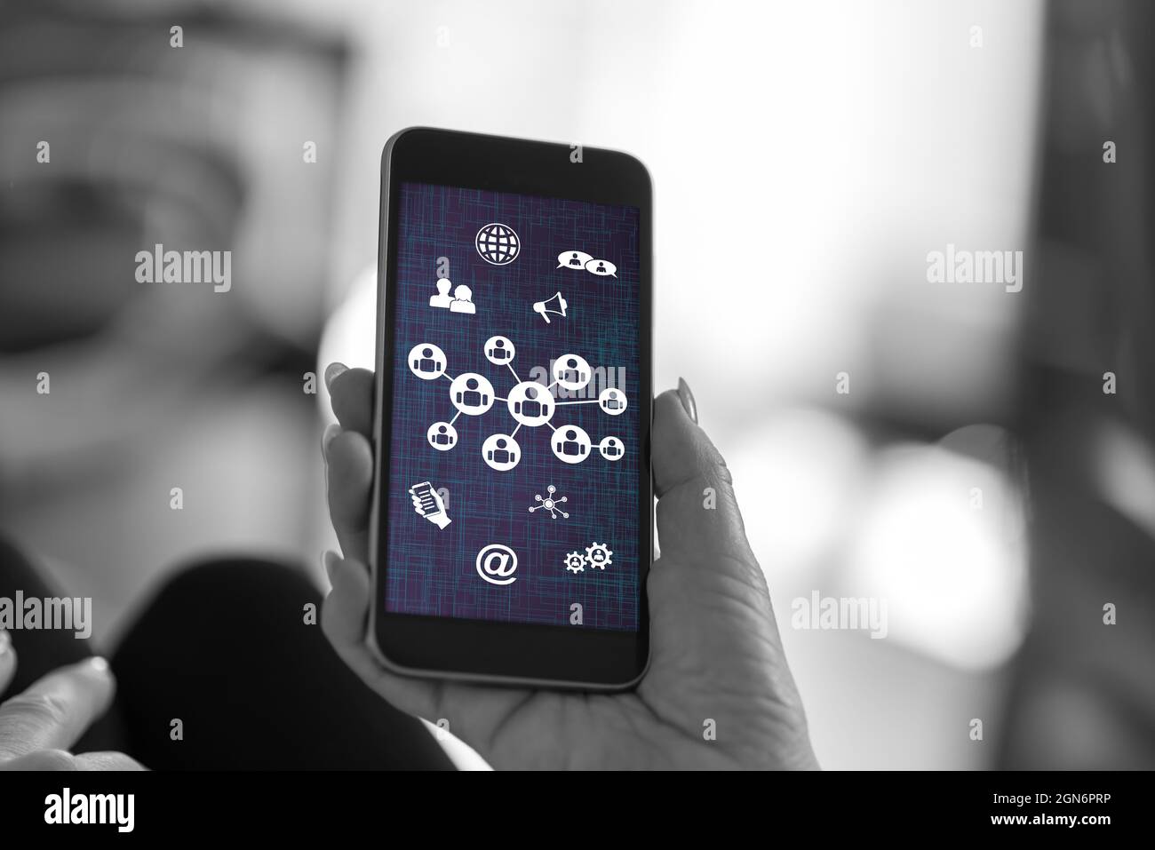 Smartphone screen displaying a social network concept Stock Photo - Alamy