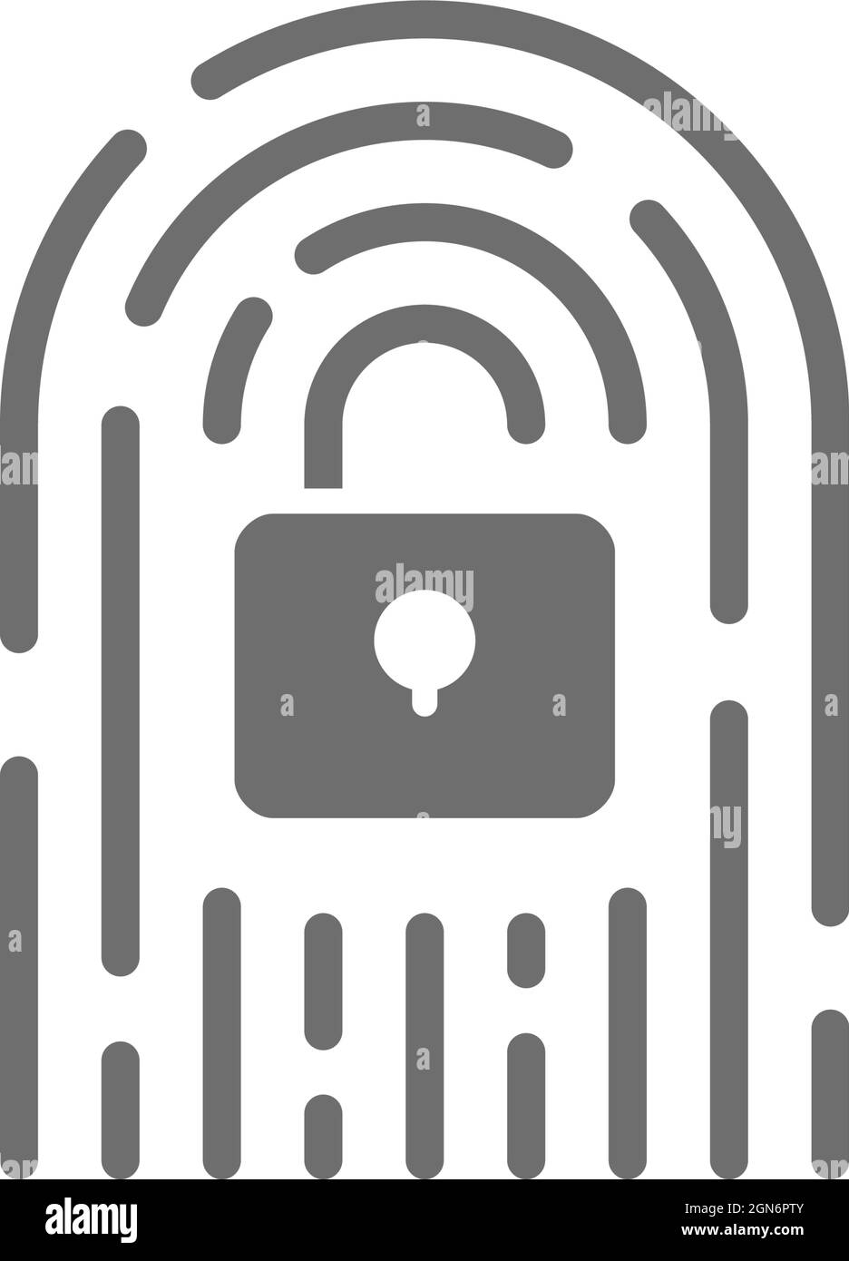 Fingerprint with lock, cryptocurrency, digital key grey icon Stock ...