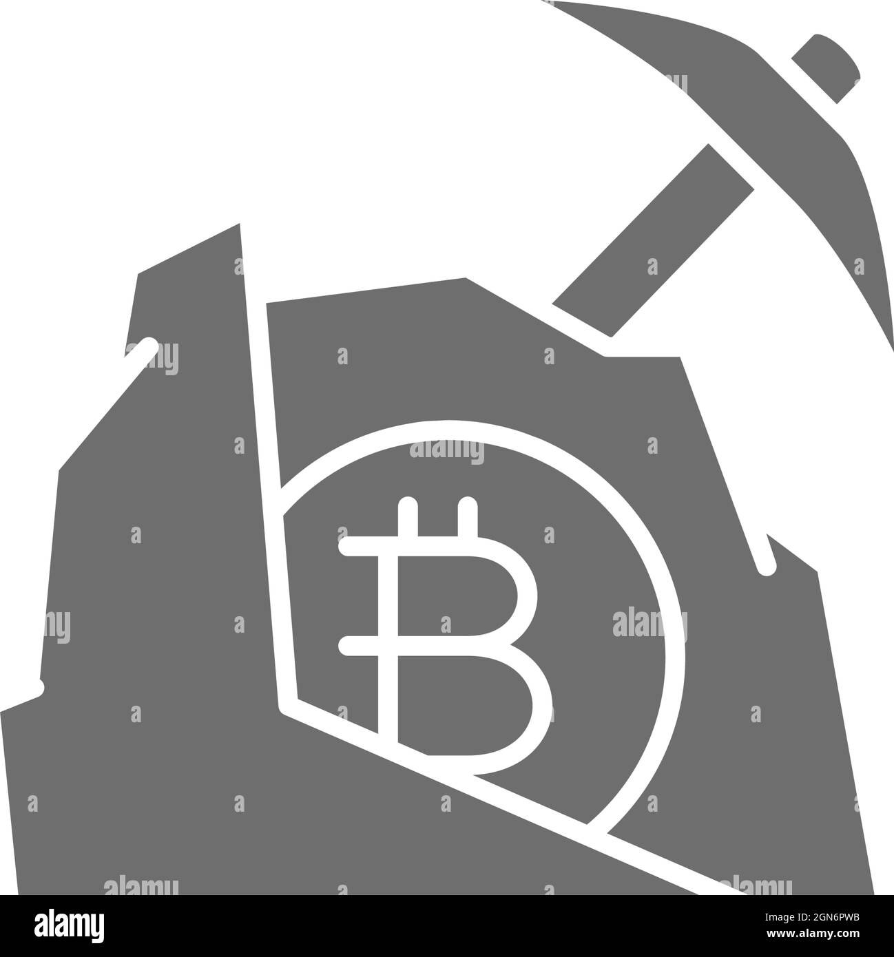 Pickaxe with stone bitcoin, blockchain, cryptocurrency grey icon Stock Vector Image & Art - Alamy