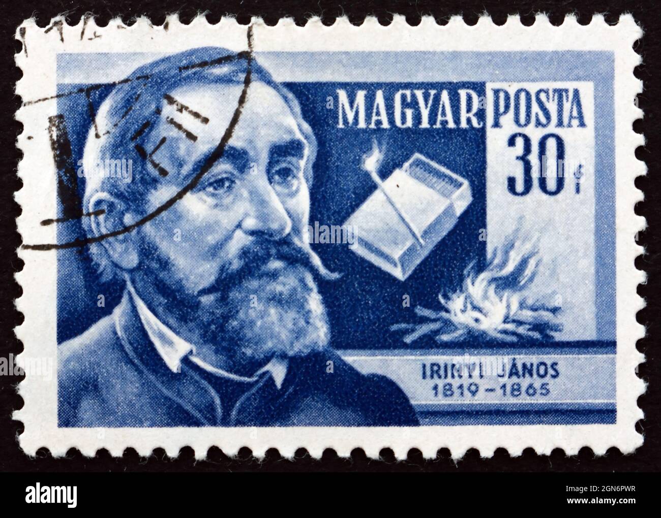 HUNGARY - CIRCA 1954: a stamp printed in the Hungary shows Janos Irinyi ...