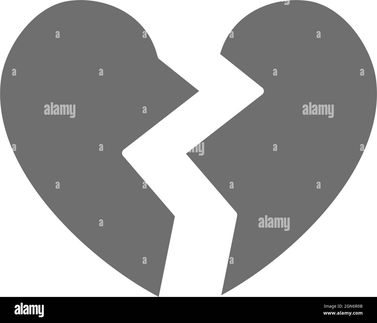 Broken heart, valentine day grey icon. Isolated on white background ...