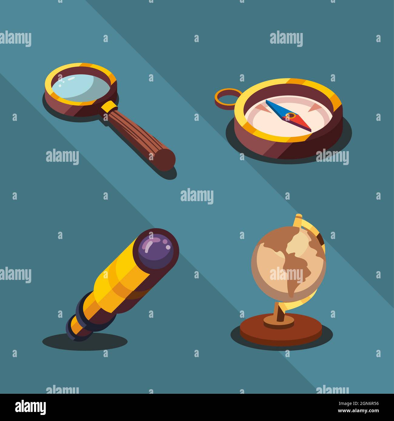 Geography icon collection on blue background Stock Vector Image & Art ...