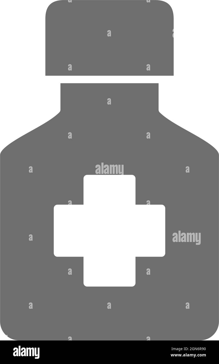 Bottle of medicine grey icon. Isolated on white background Stock Vector ...