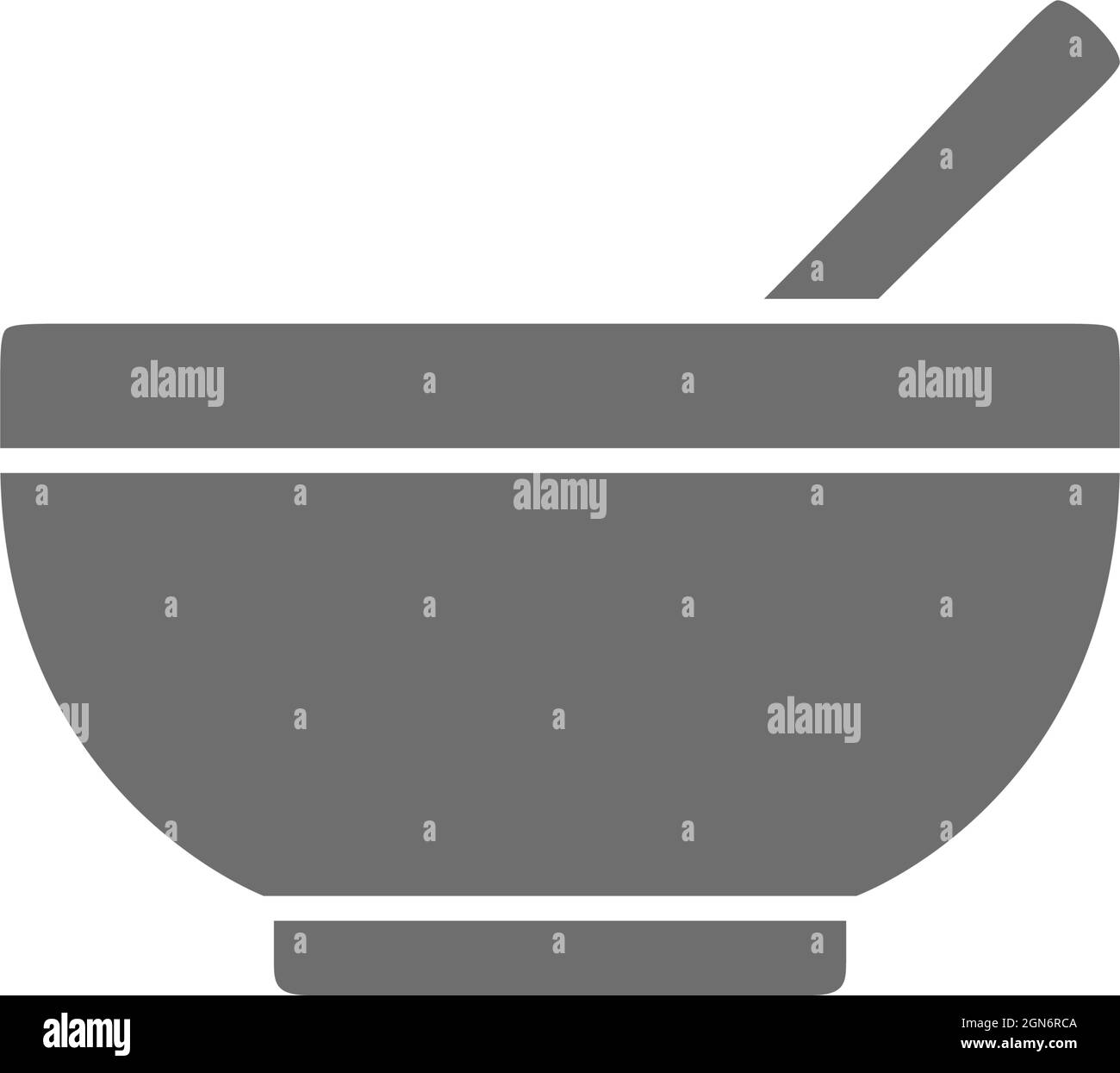 Bowl with spoon grey icon. Isolated on white background Stock Vector ...