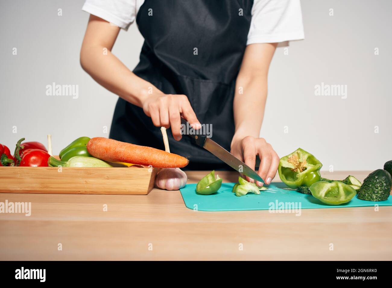 cutting vegetables cutting table cooking food kitchen home Stock Photo ...
