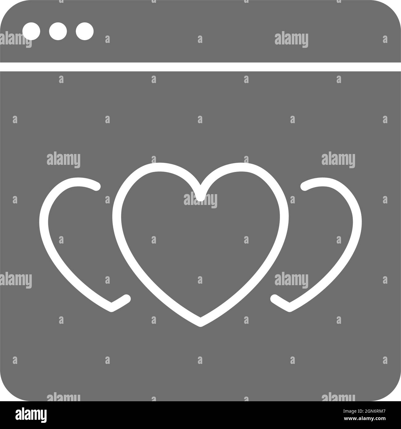 Hearts in browser, favorite website, positive feedback grey icon Stock ...