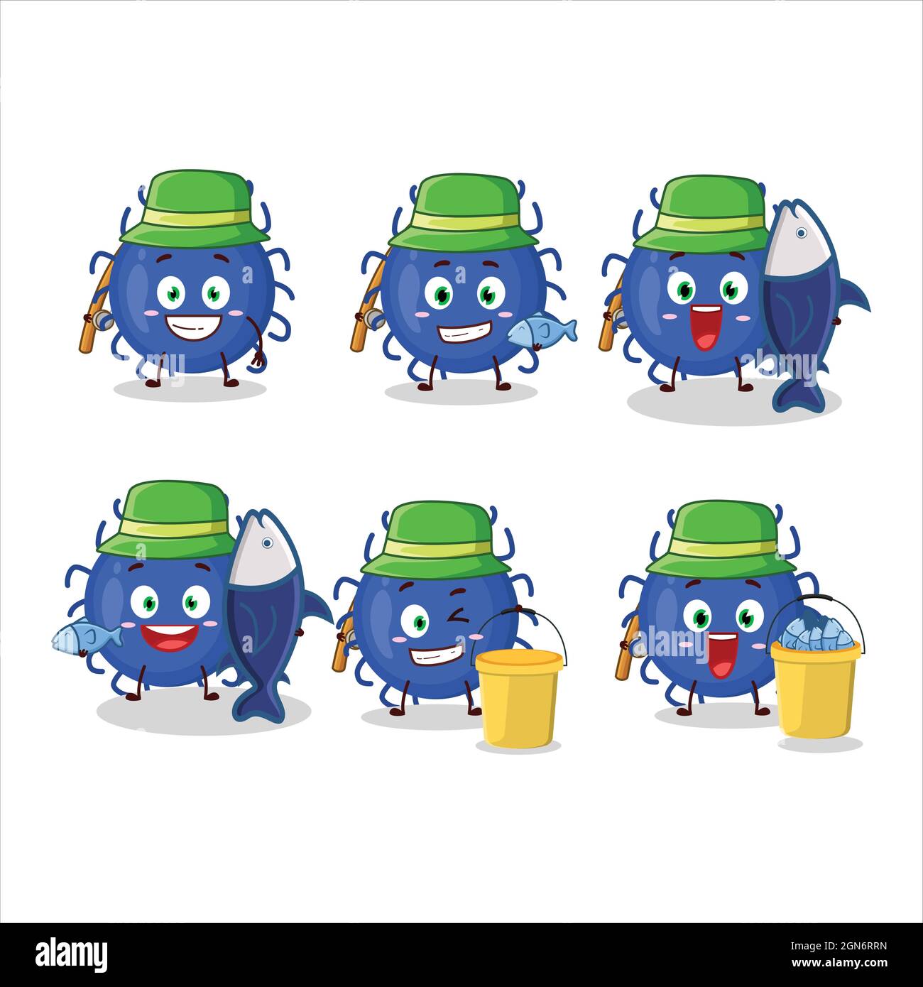 A fisherman substance virus cartoon picture catch a big fish. Vector ...