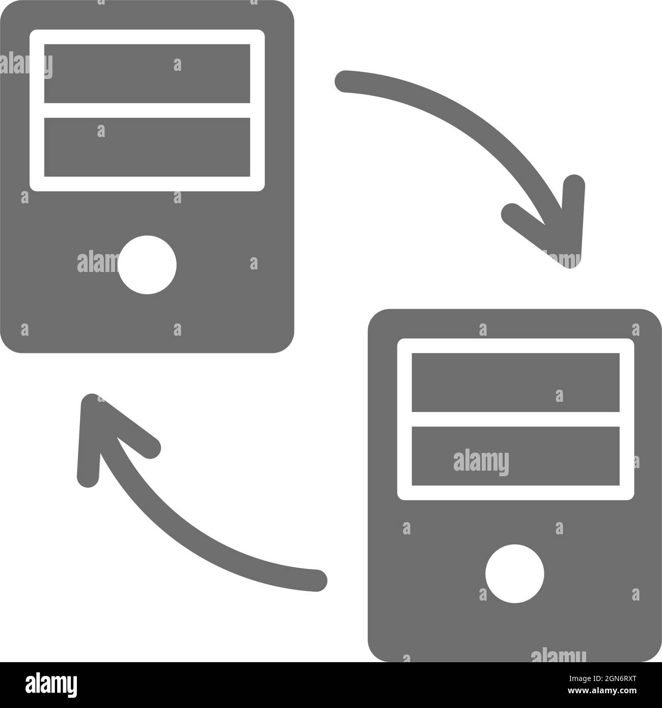 Computer data transfer grey icon. Isolated on white background Stock ...