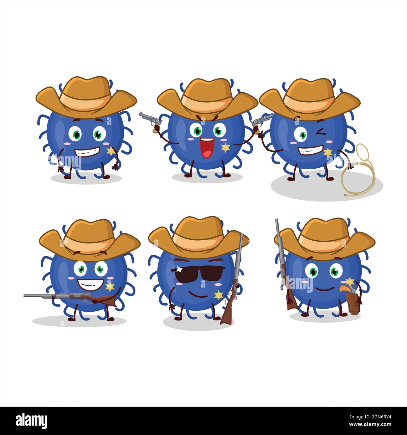 Cool cowboy substance virus cartoon character with a cute hat. Vector ...