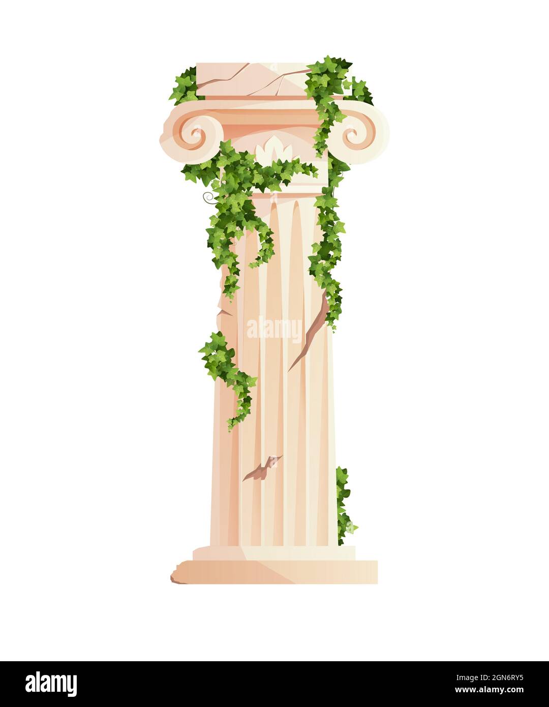 Ancient Greek column with ivy climbing branches. Roman pillar. Building ... Ancient Greek column with ivy climbing branches. Roman pillar. Building ...