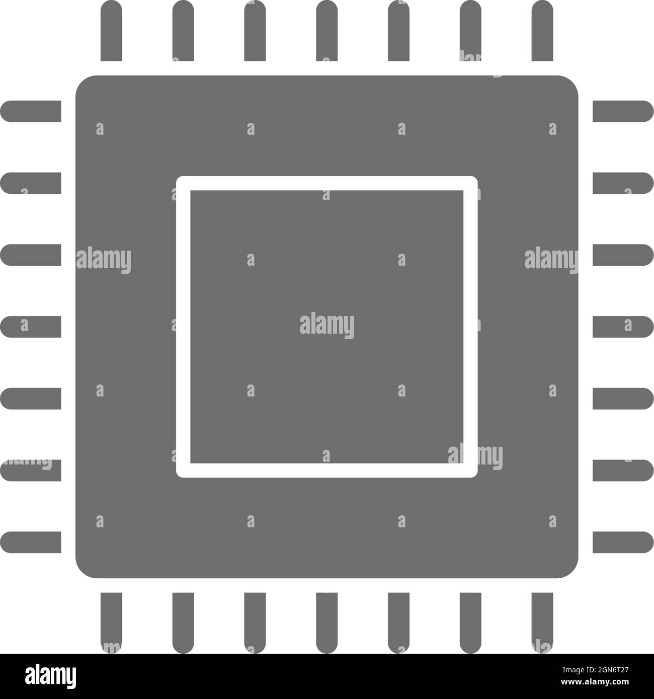 Vector CPU microprocessor, computer chip grey icon Stock Vector Image ...