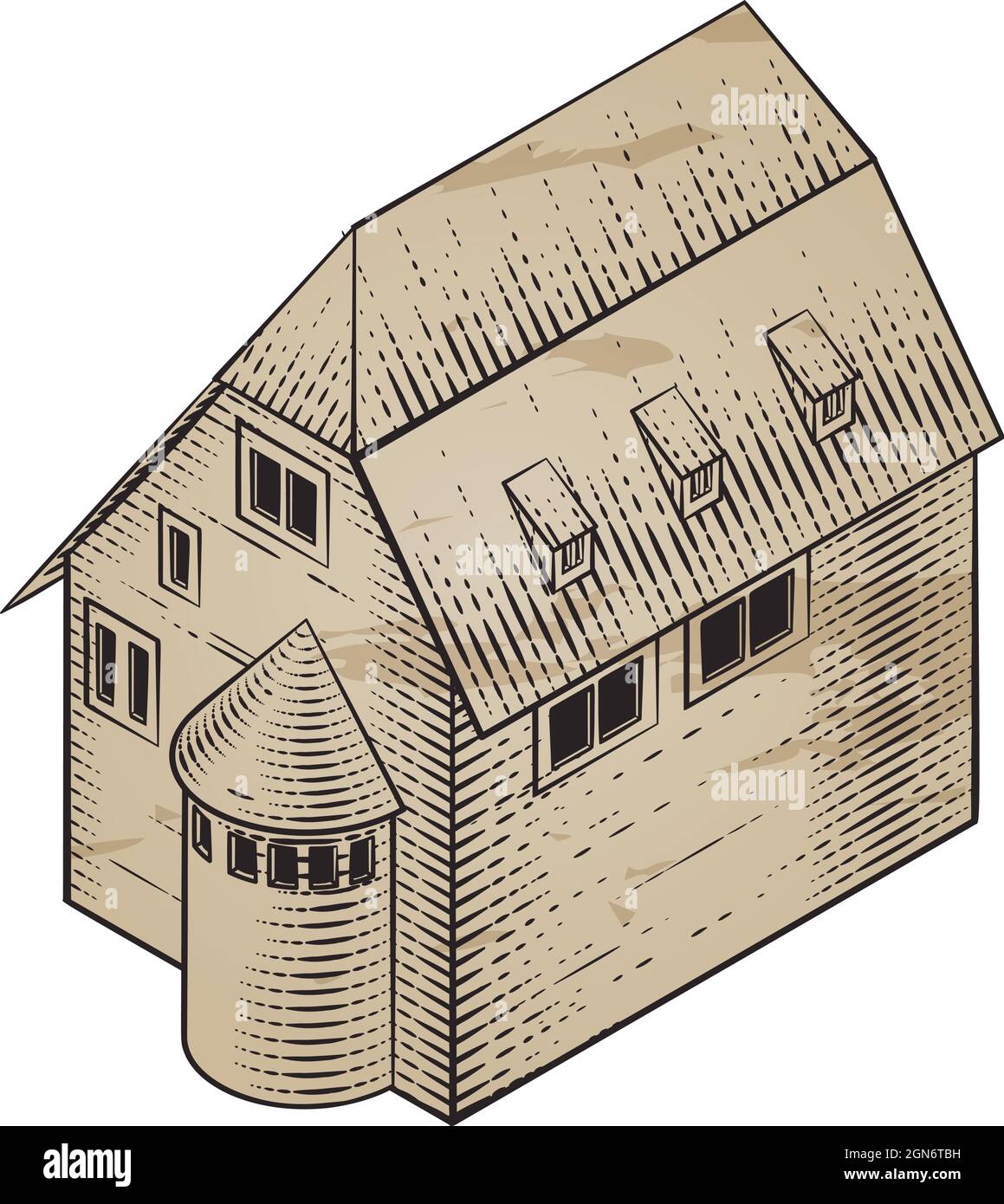 Medieval Building Map Icon Vintage Illustration Stock Vector Image ...