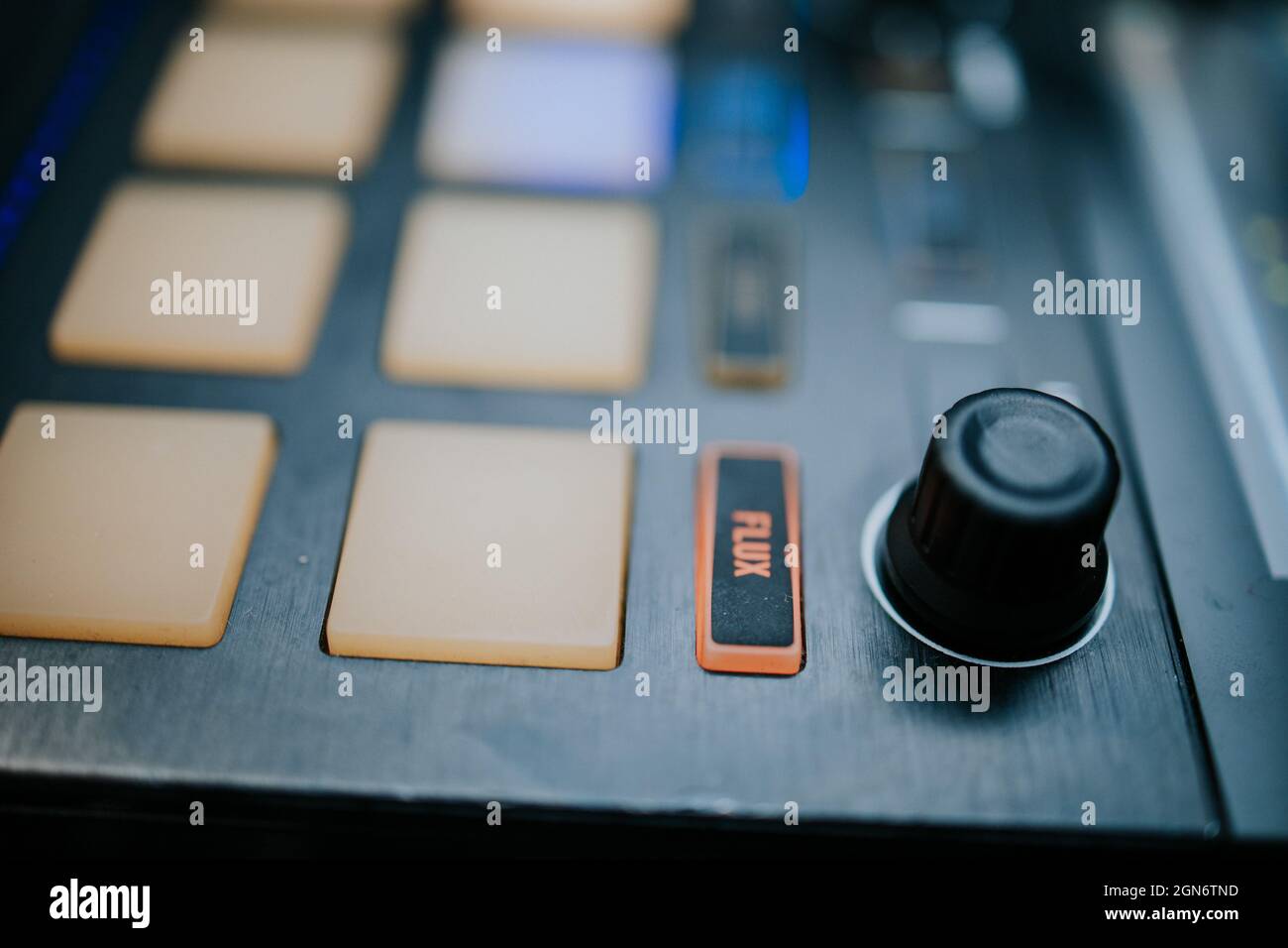 Selective focus shot of DJ mixer controls Stock Photo - Alamy