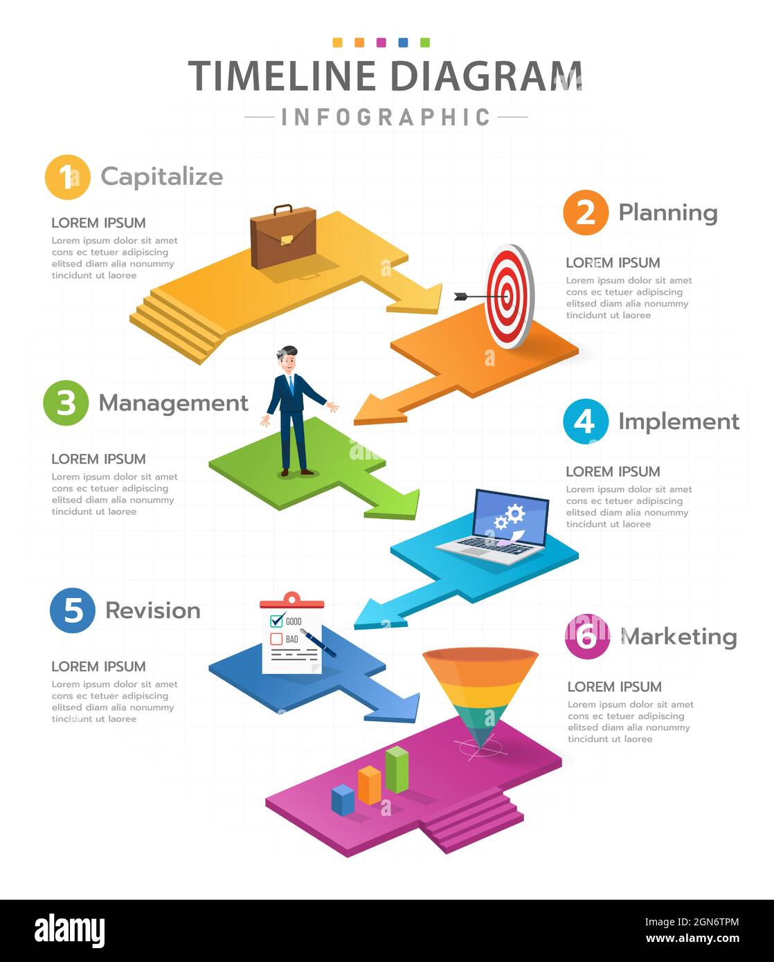 Infographic template for business. 6 Steps Modern Platform Timeline ...