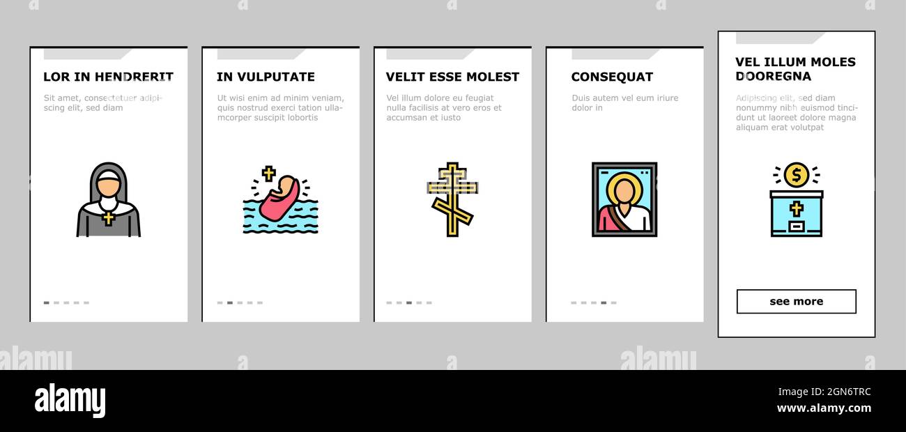 Christianity Religion Church Onboarding Icons Set Vector Stock Vector ...