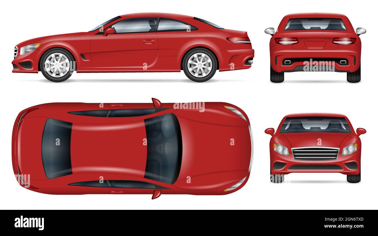 Sports car vector mockup on white background for vehicle branding ...