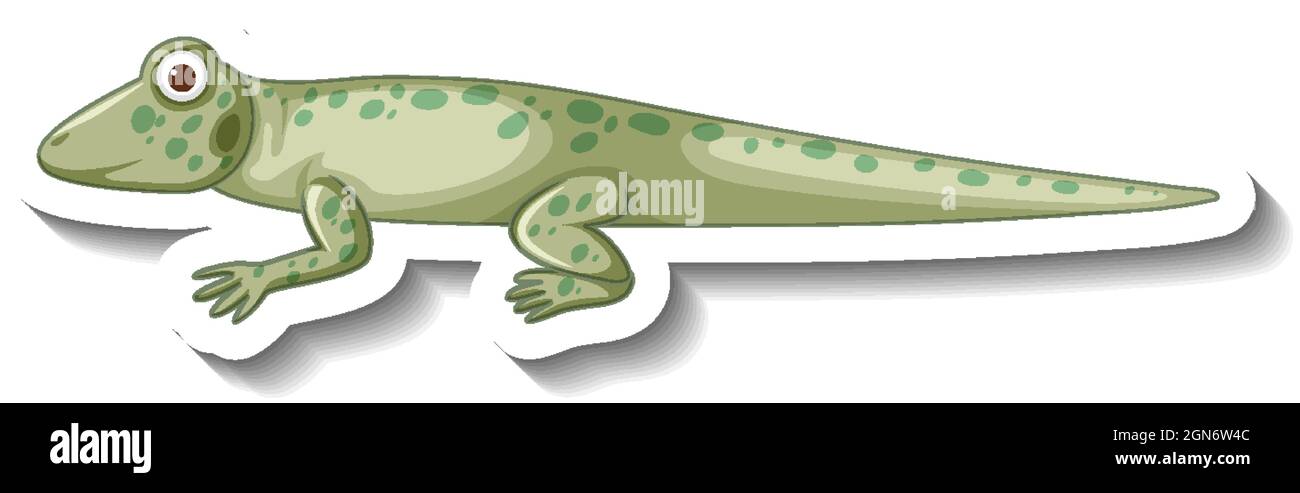 Side view of gecko or lizard cartoon sticker illustration Stock Vector ...