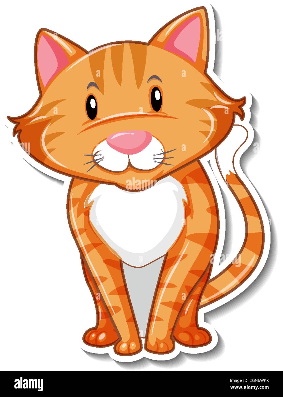 A sticker template of cat cartoon character illustration Stock Vector ...