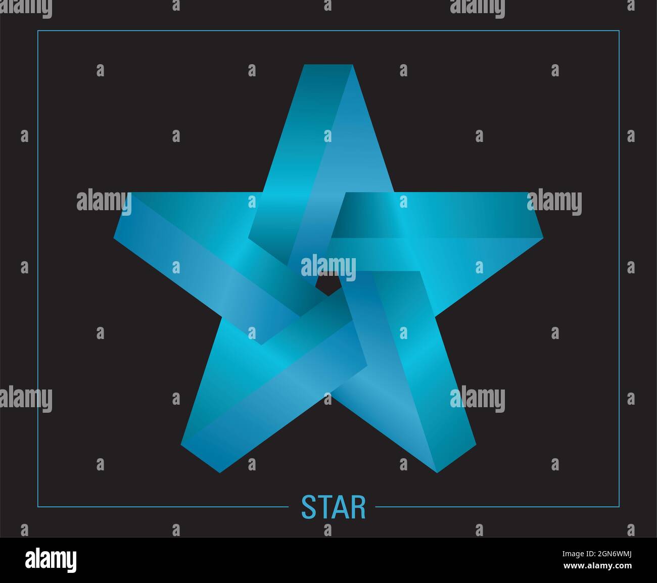 Blue pentagon star in shiny threedimensional design. Vector ...