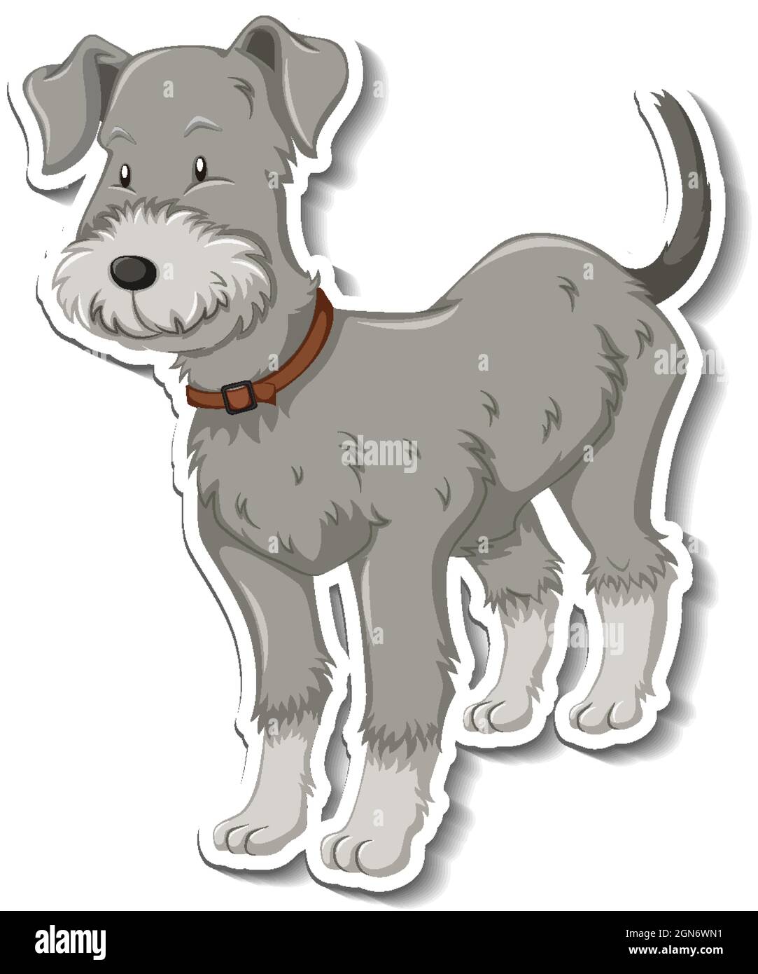 A sticker template of dog cartoon character illustration Stock Vector ...