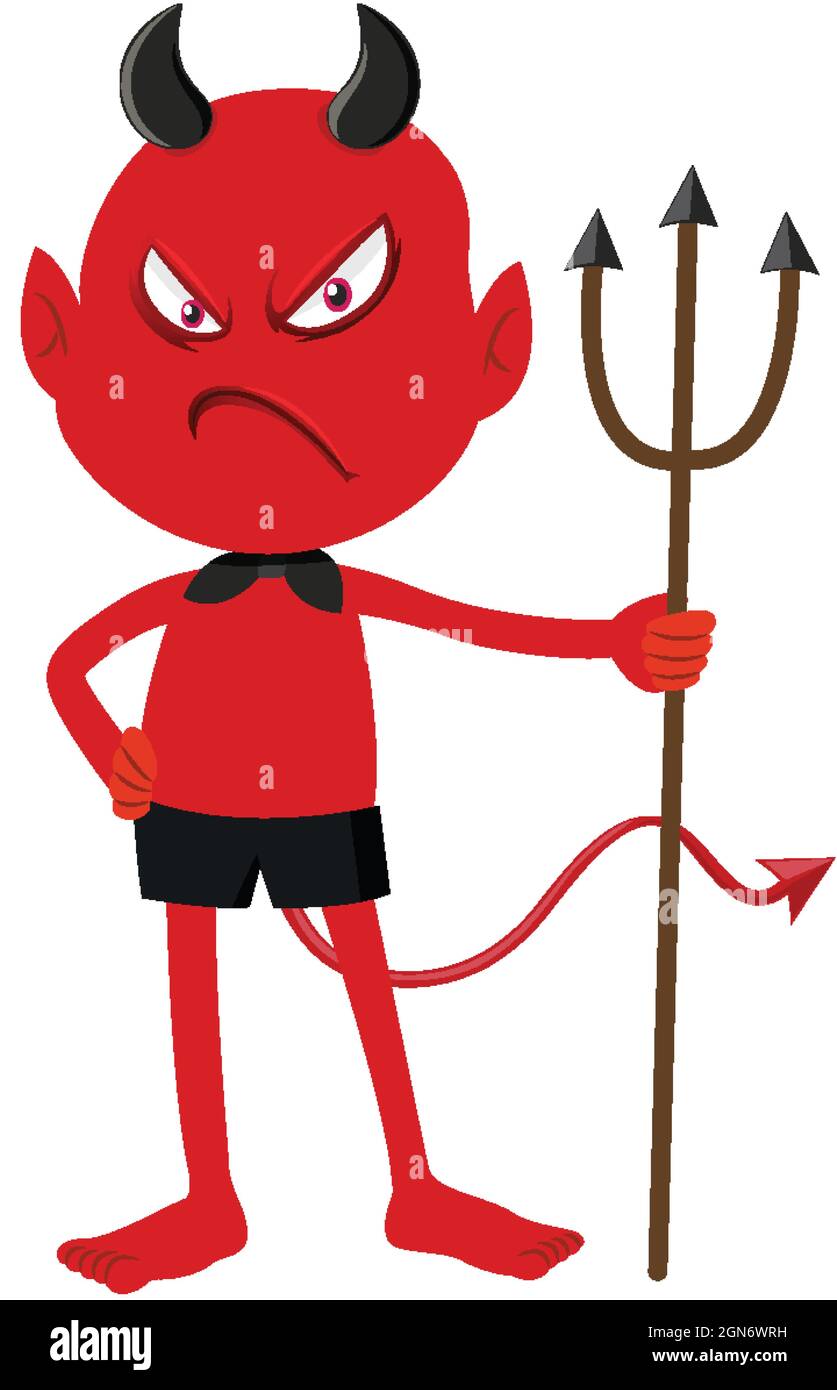 A red devil cartoon character with facial expression illustration Stock ...