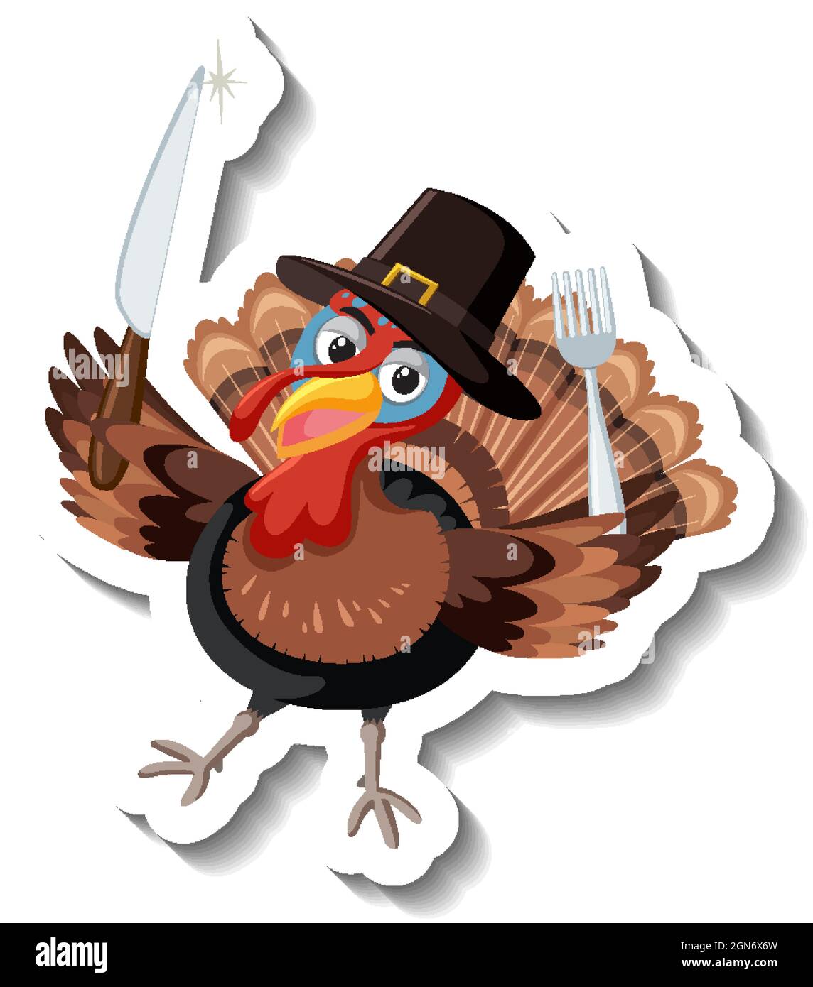 Isolated turkey sticker on white background illustration Stock Vector ...